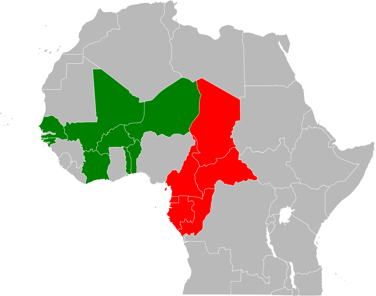 ملف:CFA Franc map.svg - المعرفة