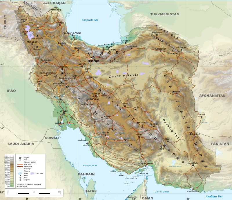 ملف:Iran-geographic map.svg - المعرفة
