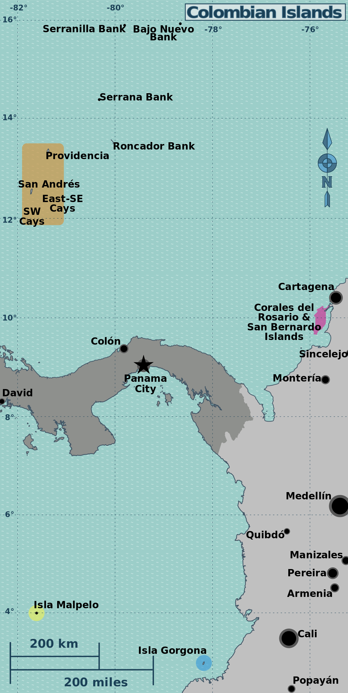 ملف:Colombian Islands regions map.svg - المعرفة