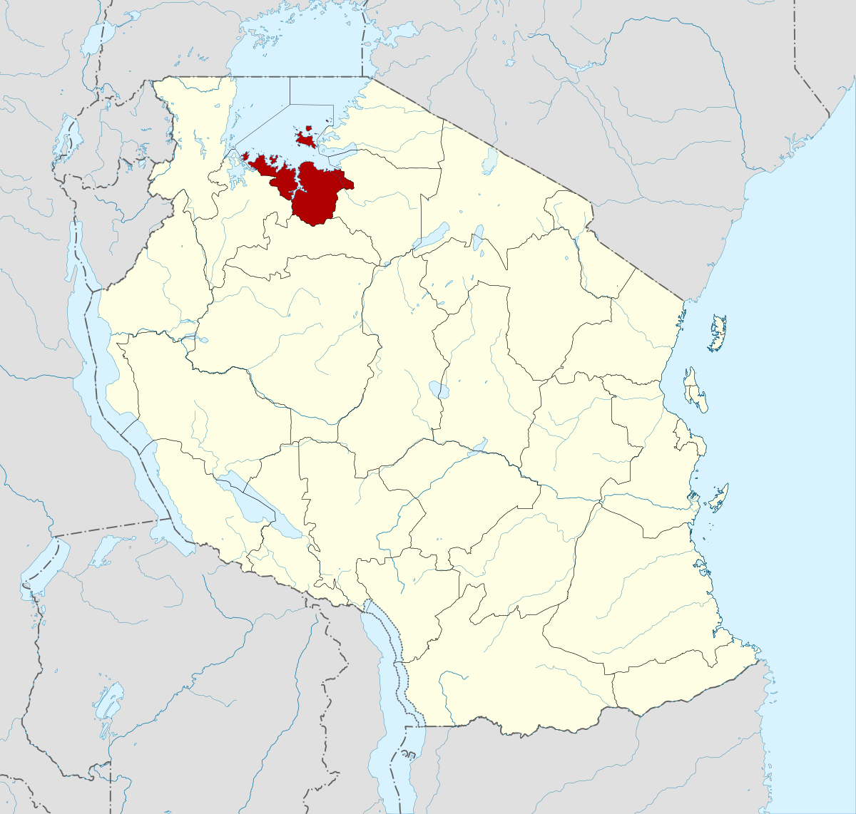 ملف:Tanzania Mwanza location map.svg - المعرفة
