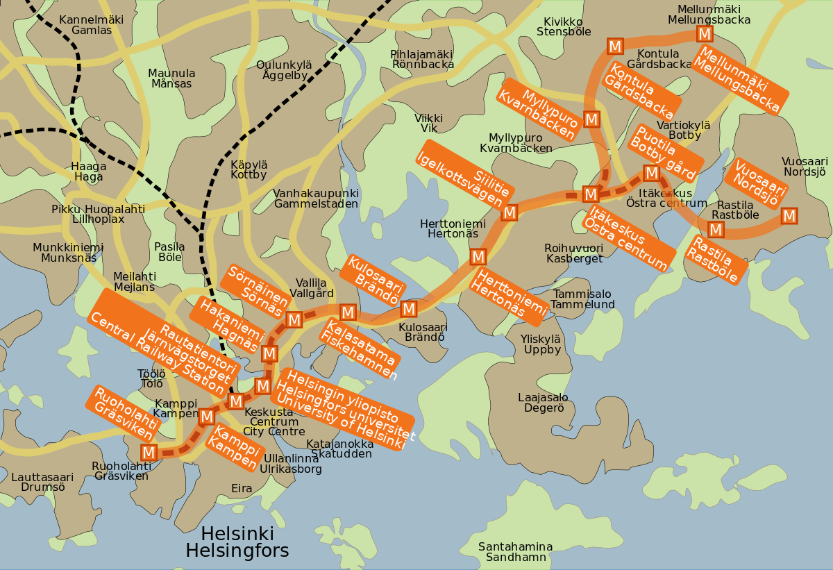 ملف:Helsinki metro map.svg - المعرفة
