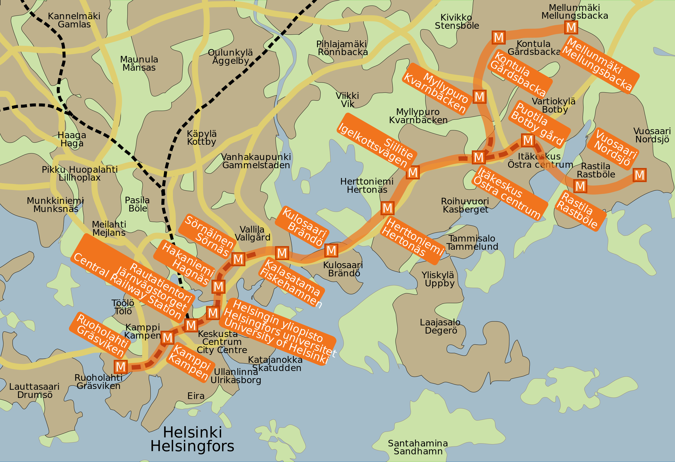 ملف:Helsinki metro map.svg - المعرفة