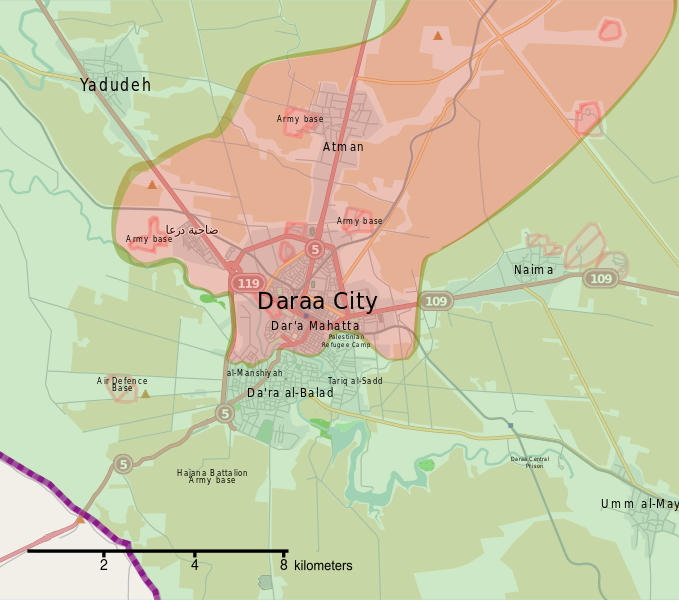 ملف:Battle of Daraa City map version from 21 April 2017.svg - المعرفة