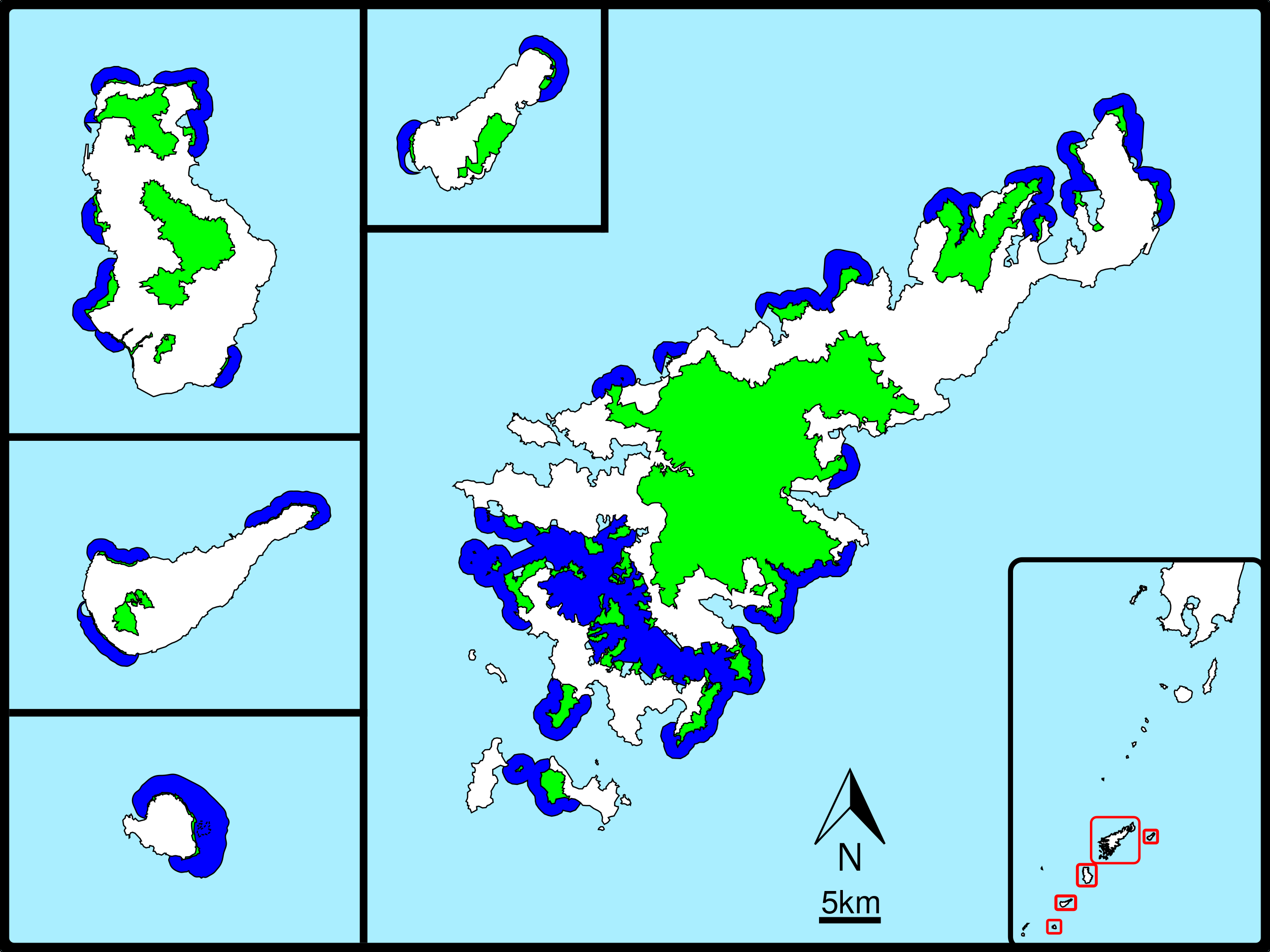 ملف:Map of Amami Gunto National Park.svg - المعرفة