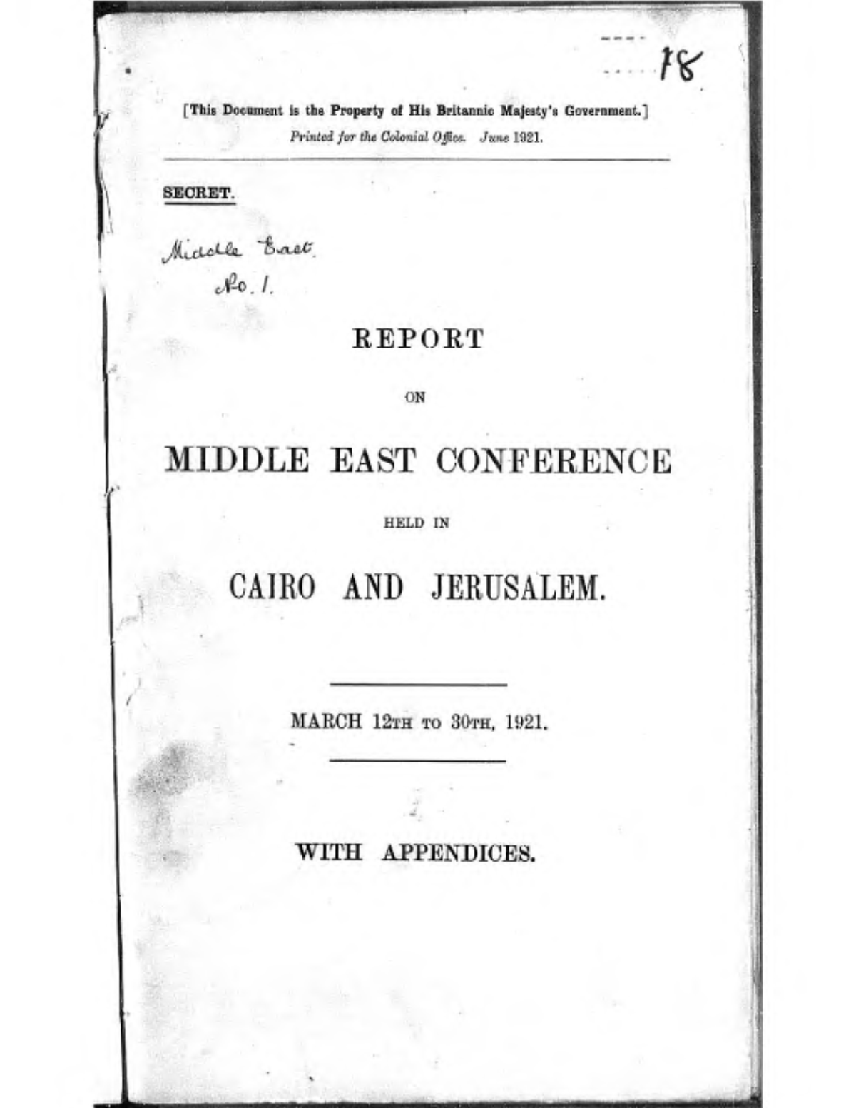 ملف:Report on the Cairo Conference, March 1921.djvu - المعرفة