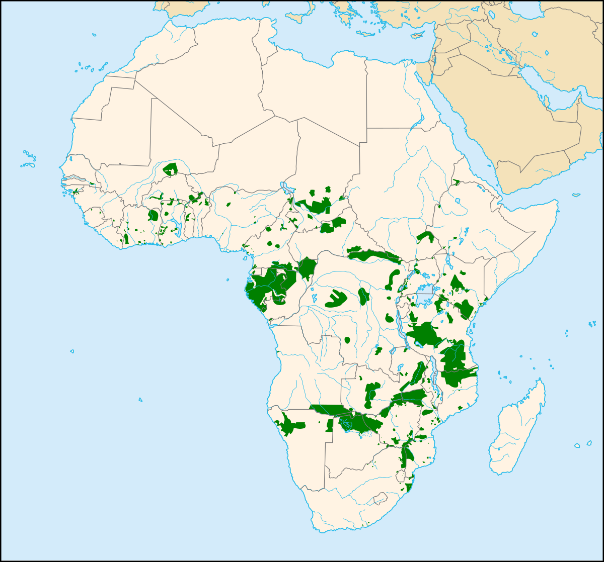 ملف:African Elephant distribution map.svg - المعرفة
