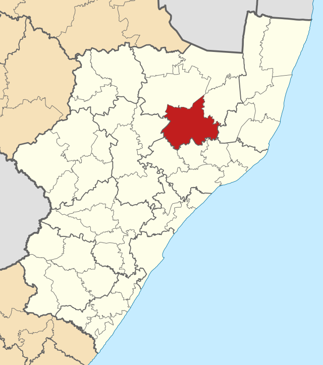 ملف:Map of KwaZulu-Natal with Ulundi highlighted (2011).svg - المعرفة