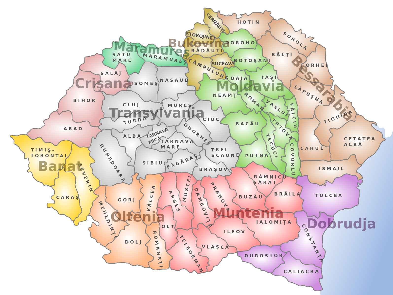 ملف:Greater Romania Historical Provinces.svg - المعرفة